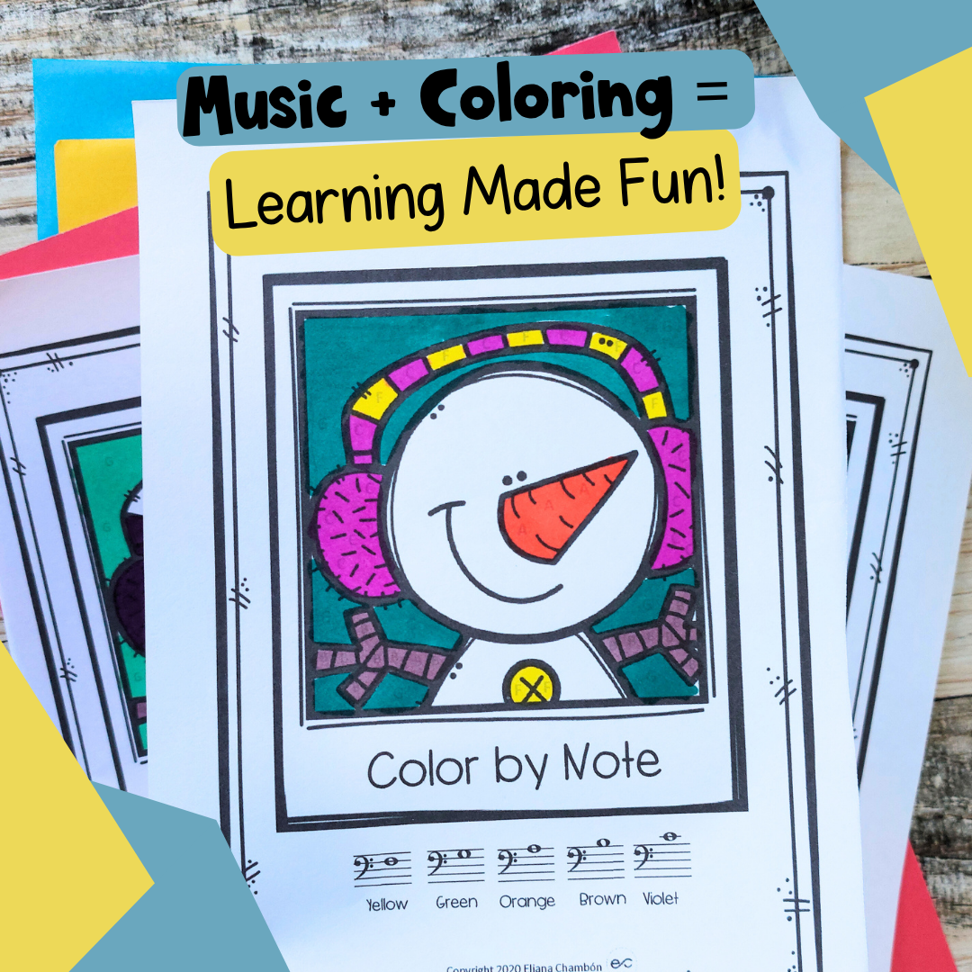 Winter Music Coloring Pages | Snowman Color by Note & Piano Keys ...