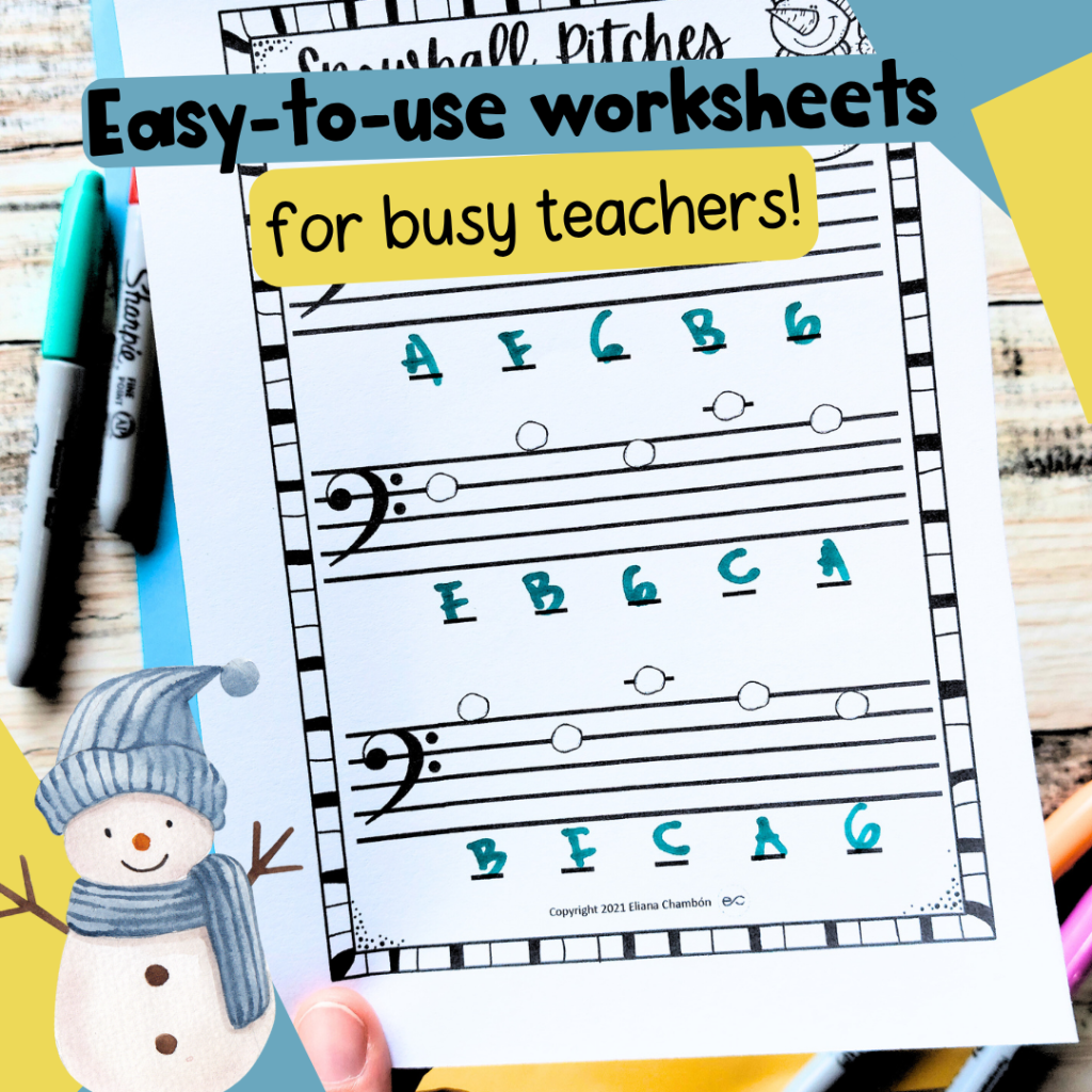 Winter & Christmas Music Worksheets – Piano Keys, Treble & Bass Clef ...