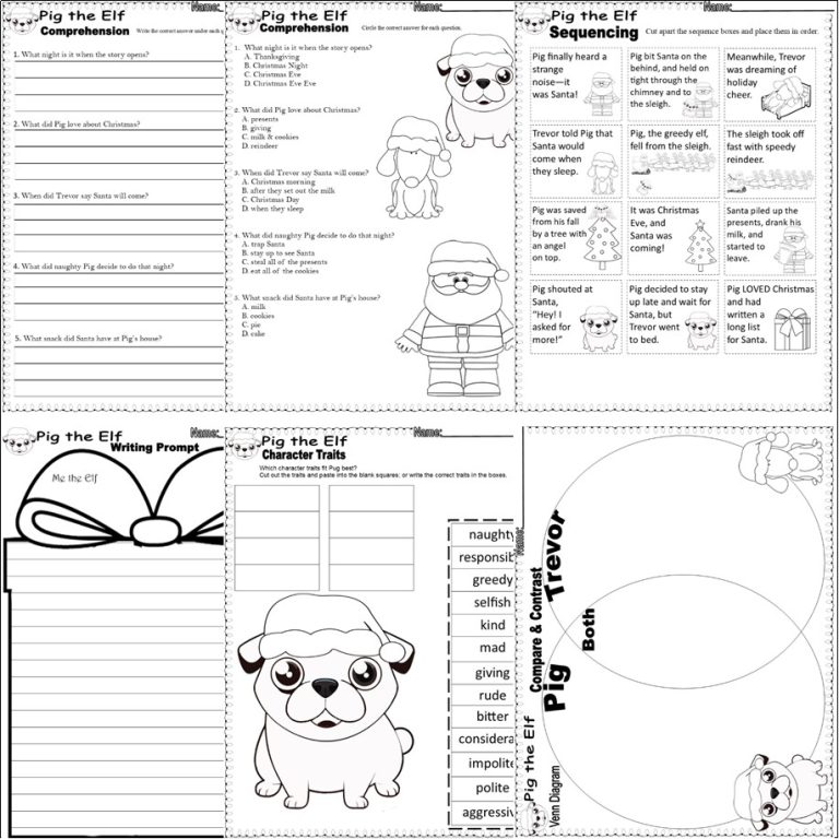 Pig the Elf Christmas Read Aloud Book Companion Reading Comprehension ...