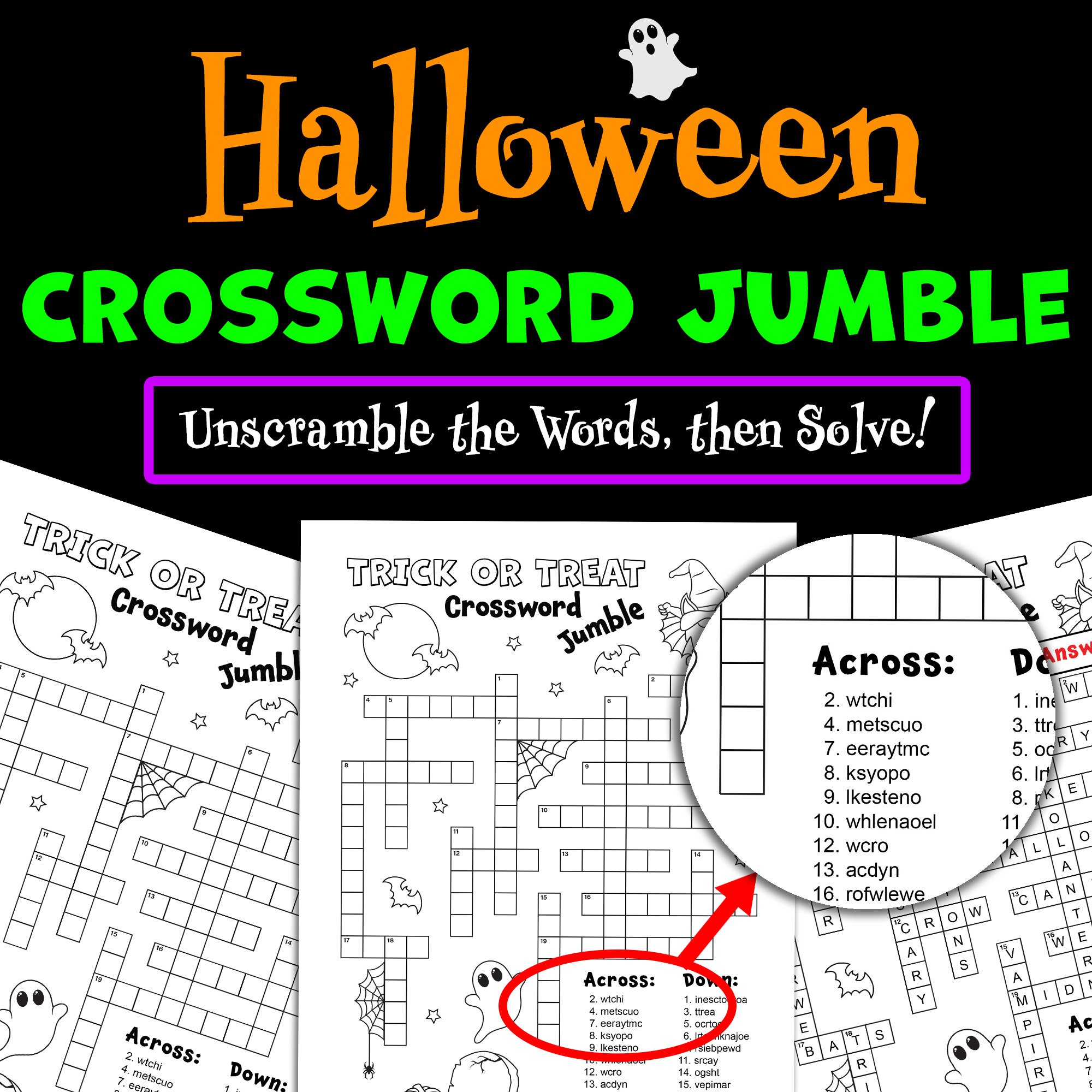 Thanksgiving Crossword Puzzle | Fall Word Scramble | Printable Autumn ...