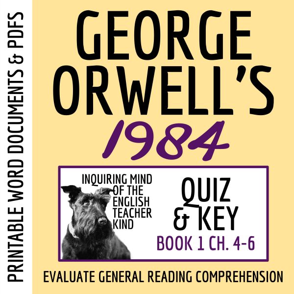 1984 Book 1 Chapters 4, 5, and 6 Quiz and Answer Key for High School ...