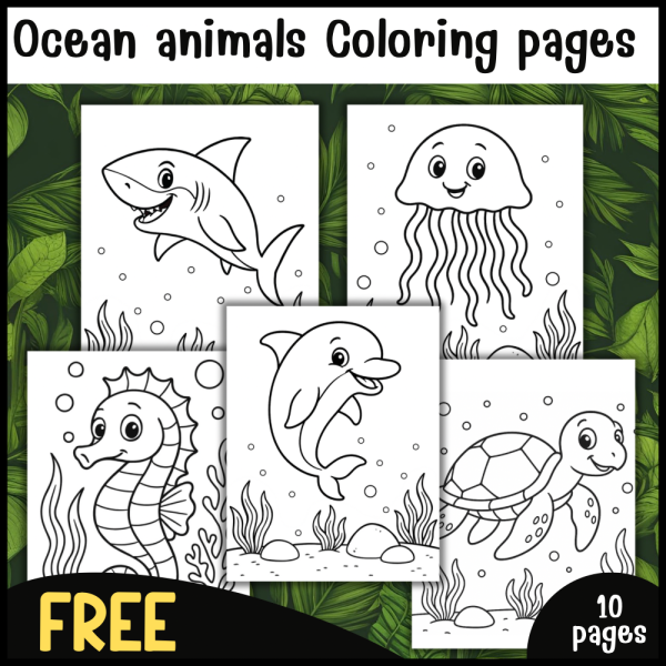 Free Ocean Animals Coloring Pages | Sea Life Activity for Kids - Made ...