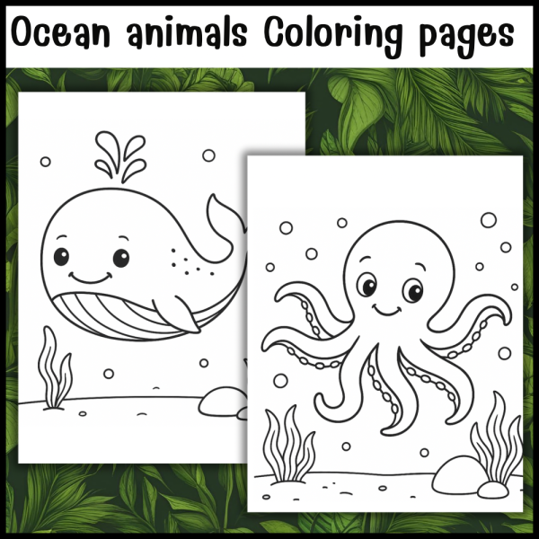 Free Ocean Animals Coloring Pages | Sea Life Activity for Kids - Made ...