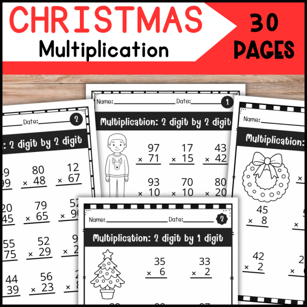 Christmas Multiplication Worksheets | 2-Digit by 1–2 Digit | No Prep ...