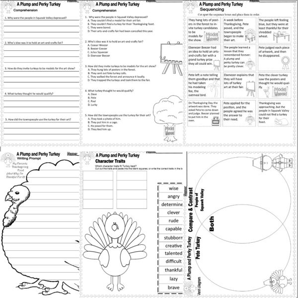 Plump Perky Turkey Thanksgiving Read Along Book Study Companion Reading ...