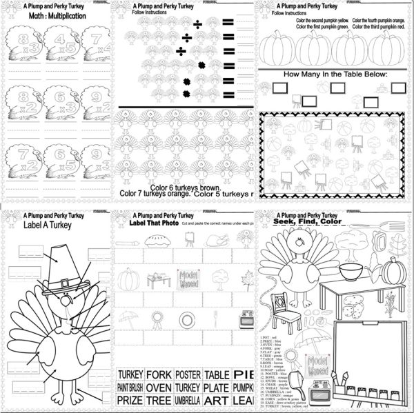 Plump Perky Turkey Thanksgiving Read Along Book Study Companion Reading ...