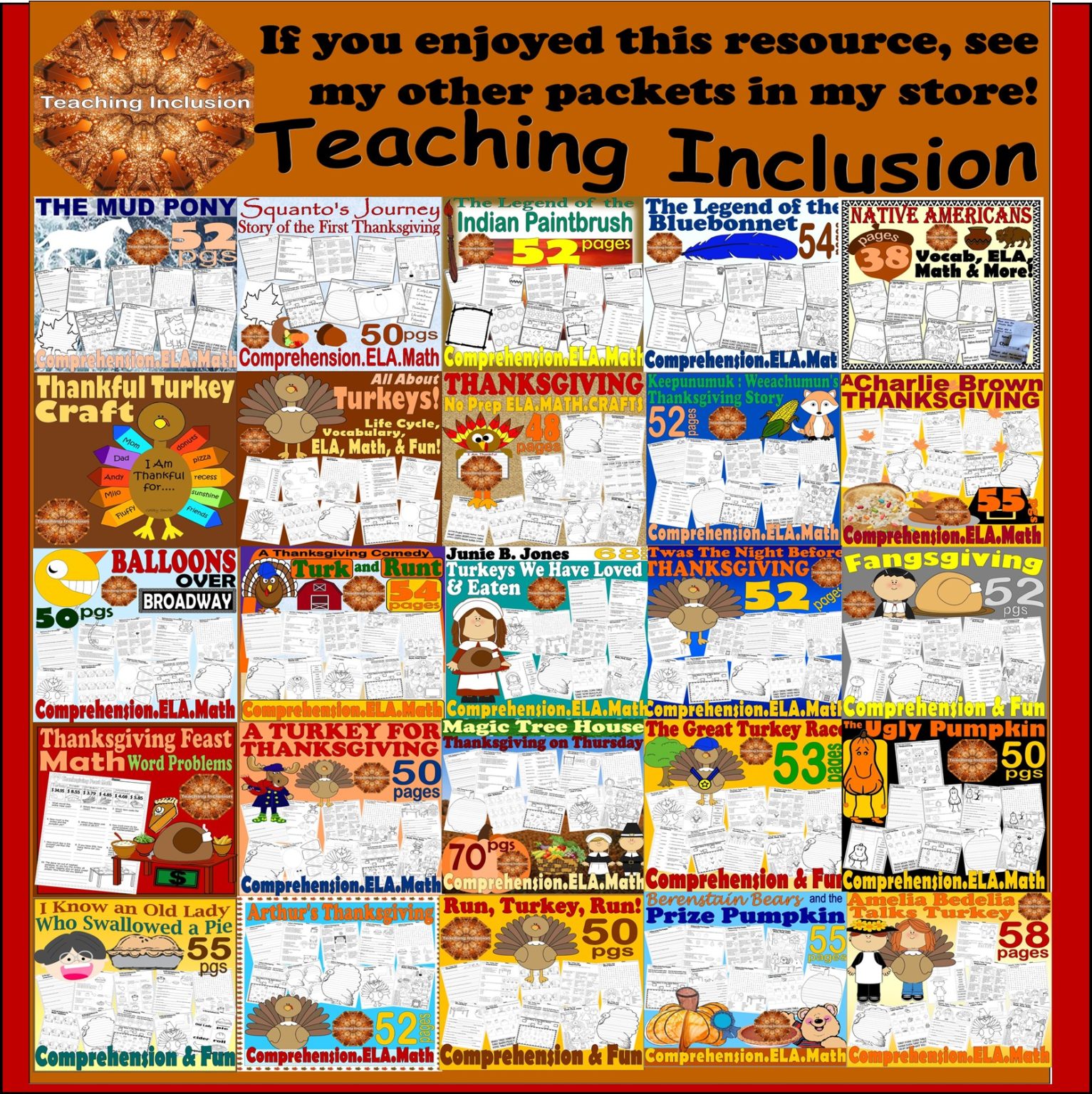 Plump Perky Turkey Thanksgiving Read Along Book Study Companion Reading ...