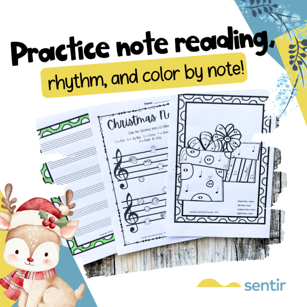 Free Winter & Christmas Music Worksheets – Note Reading, Rhythm & Color ...
