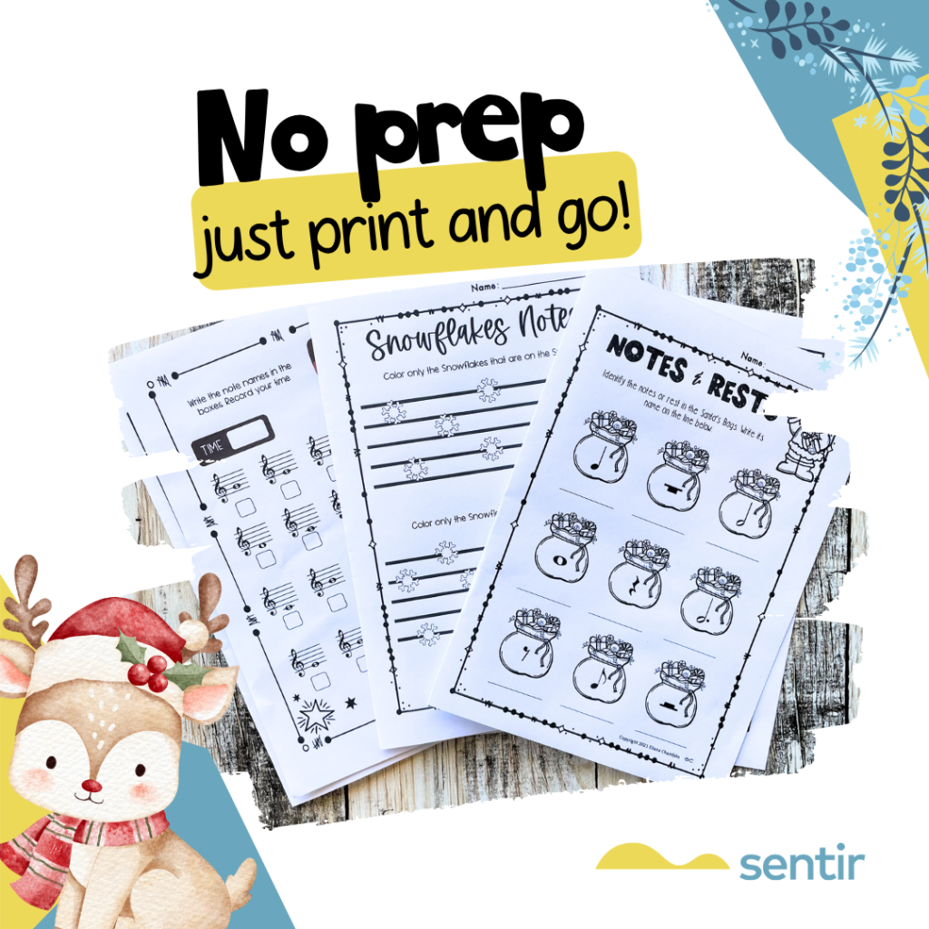 Free Winter & Christmas Music Worksheets – Note Reading, Rhythm & Color ...