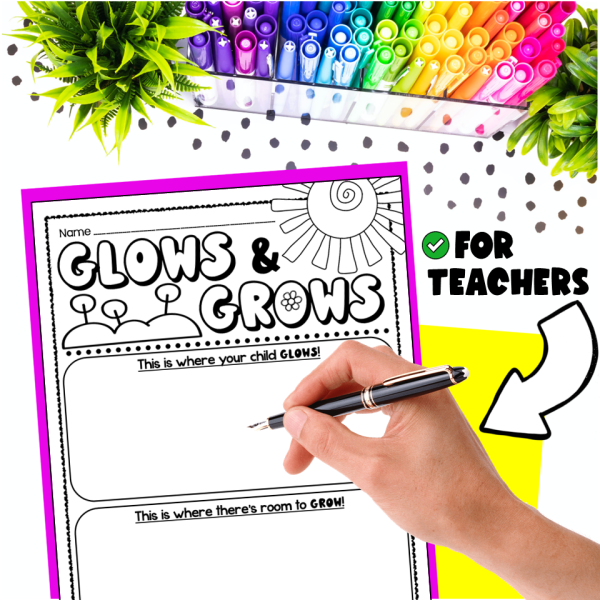 Glow and Grow Notes for Parent Teacher Conferences Editable Positive ...