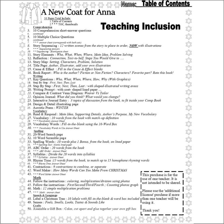 A New Coat for Anna Christmas Reading Comprehension Book Study ...