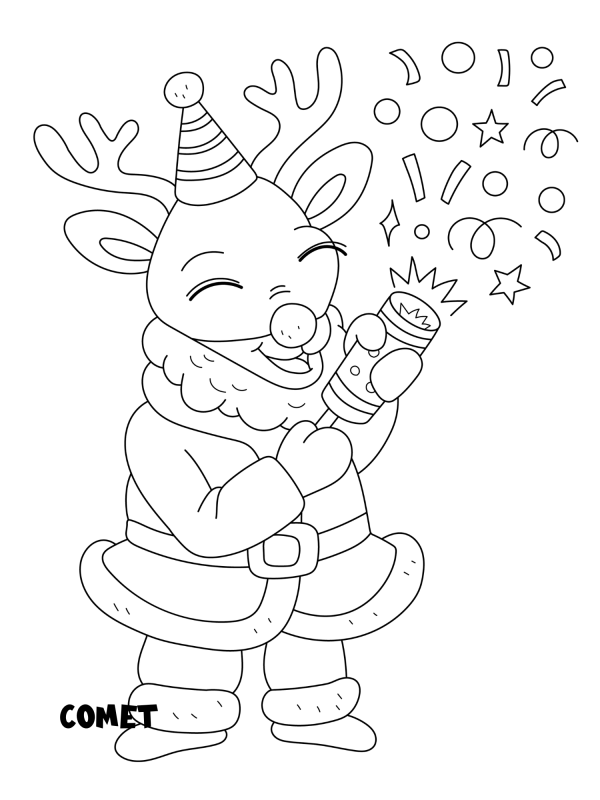 Santa’s Reindeers Coloring Pages—A festive 11-page printable featuring ...