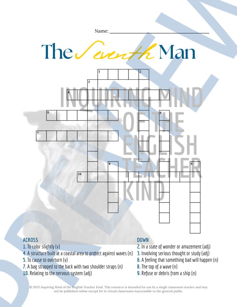 "The Seventh Man" by Haruki Murakami Vocabulary Activities | Survival ...