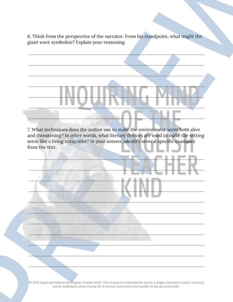 "The Seventh Man" by Haruki Murakami Quiz, Analysis Worksheet, and ...