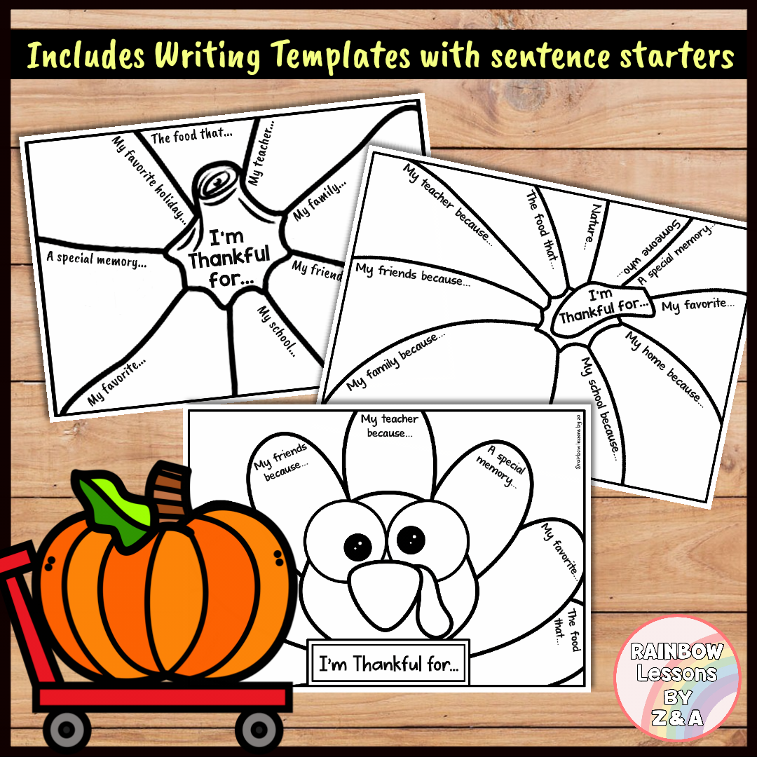 I Am Thankful Writing | Thanksgiving Writing Activity | Thanksgiving ...