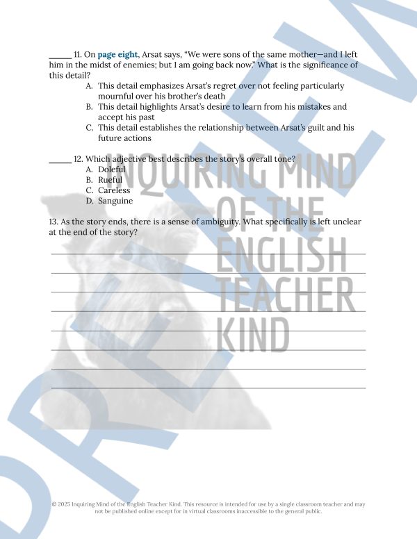 "The Lagoon" by Joseph Conrad Literary Analysis Worksheet | Close ...