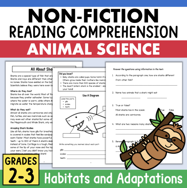 Animal Adaptations Nonfiction Reading Comprehension Passages 2nd 3rd ...
