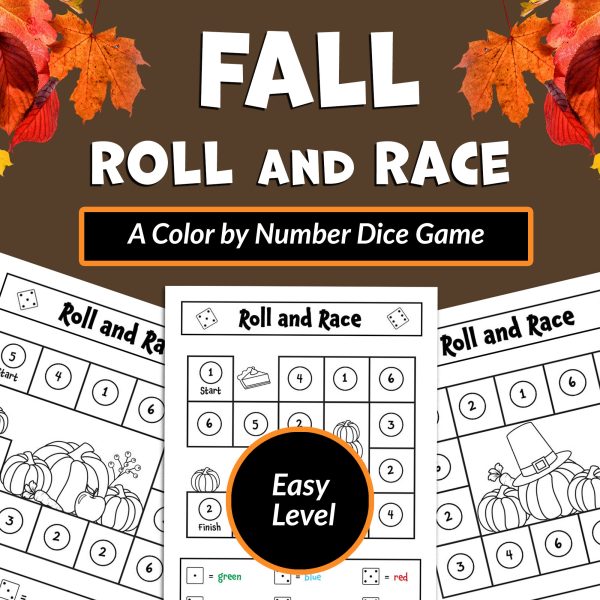 Fall Roll and Race Dice Game | EASY | Color by Number | Roll and Cover ...