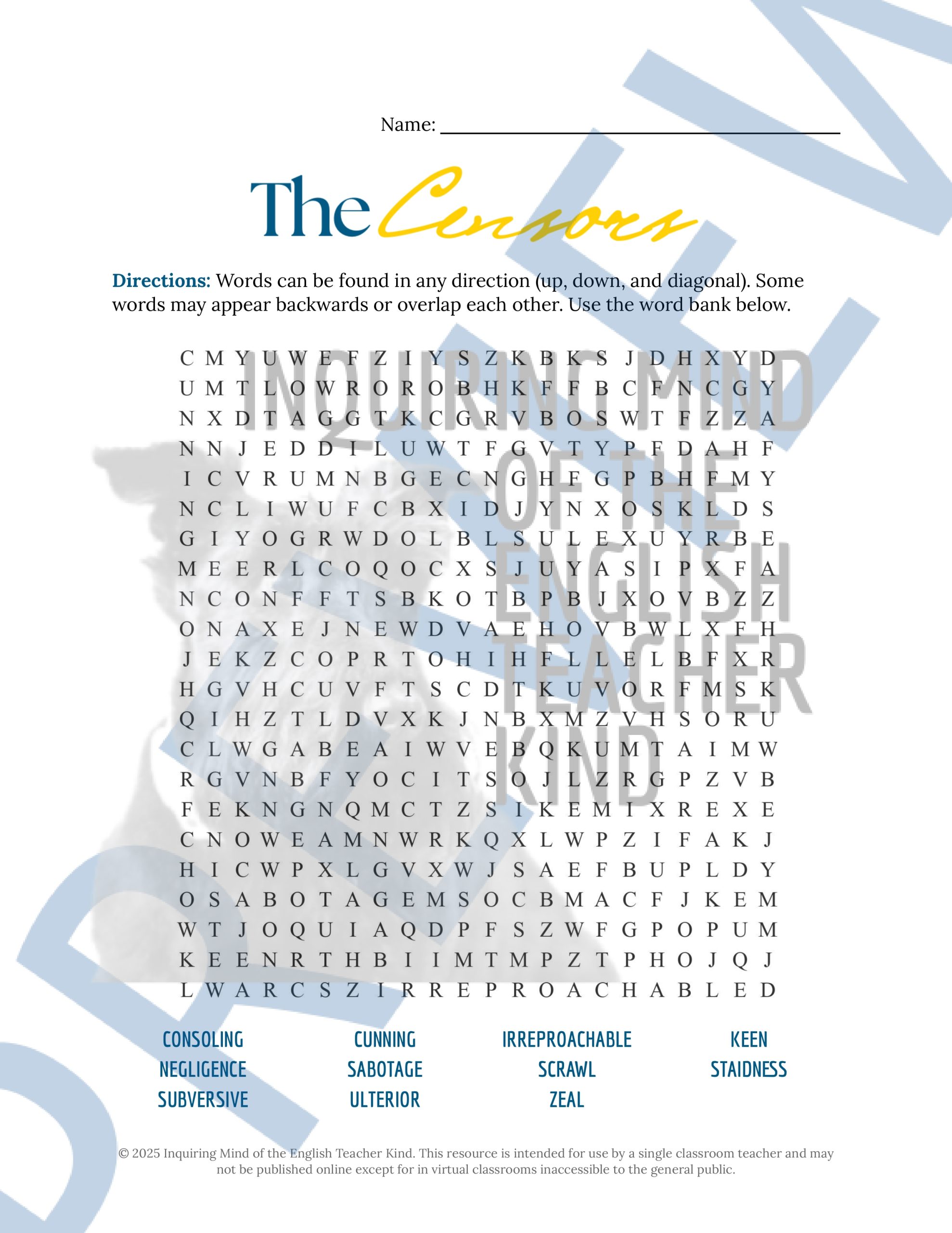 "The Censors" by Luisa Valenzuela Quiz, Analysis Worksheet, and ...