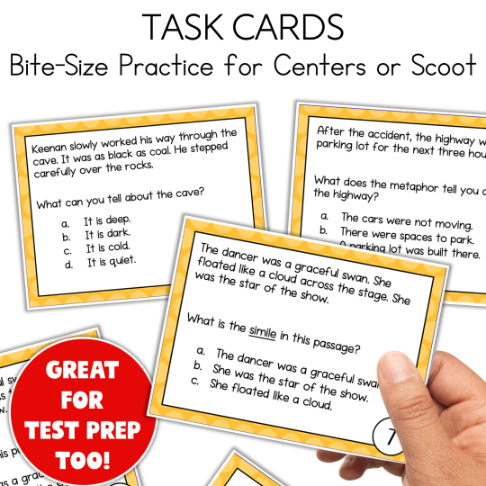 Similes and Metaphors Worksheets and Task Cards - Made By Teachers