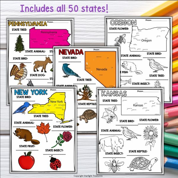 50 States Research Posters, Coloring Pages - US States Research Project ...