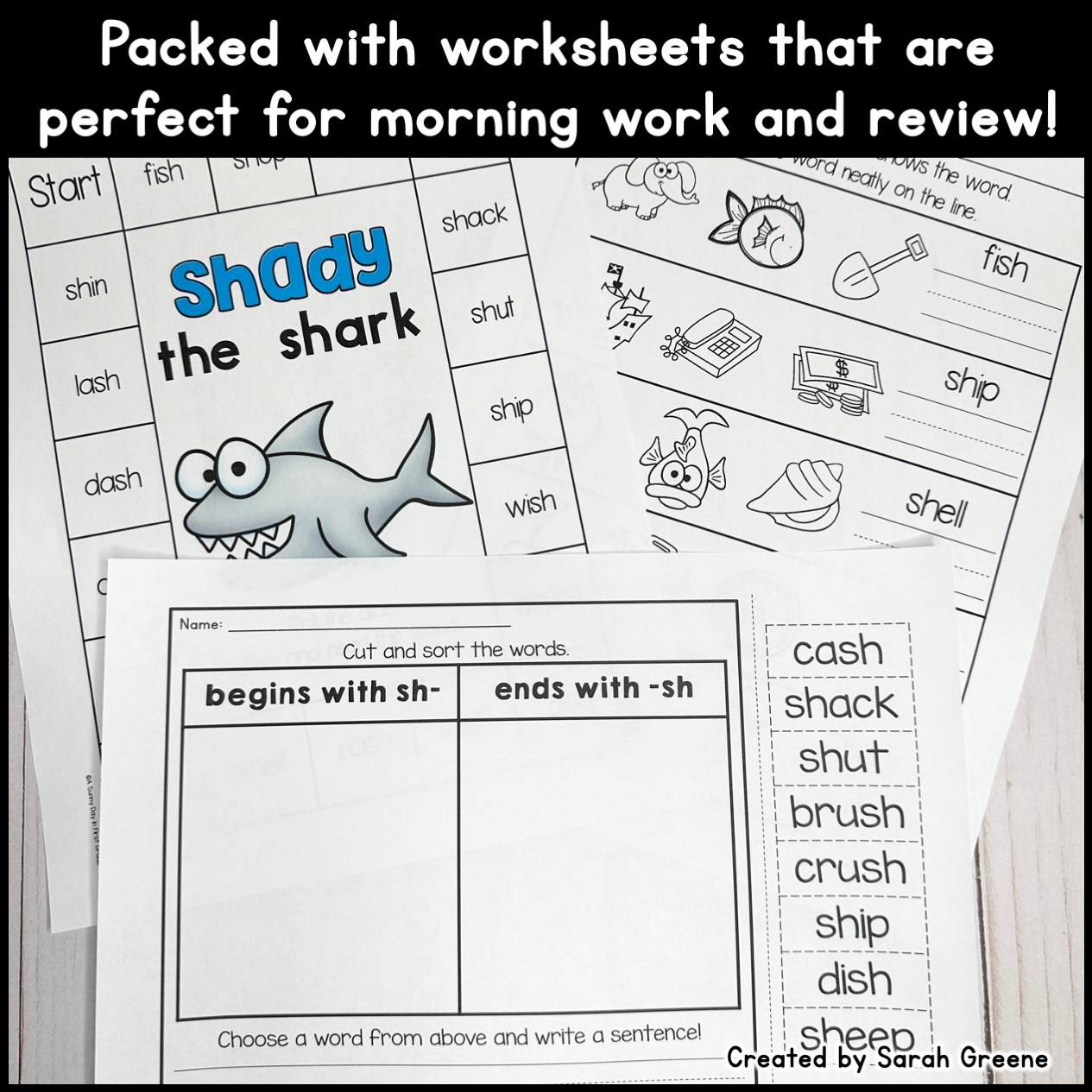 SH Digraph Worksheets, Centers & Games - Made By Teachers