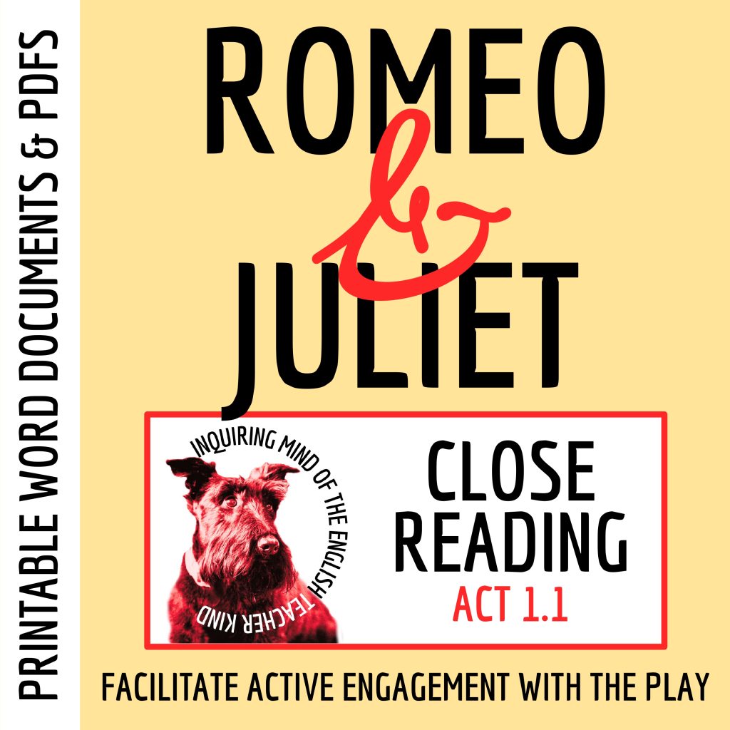 Romeo and Juliet Act 1 Scene 1 Close Reading Analysis Worksheet and Key ...