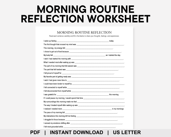 Morning Routine Reflection Worksheet, Morning Habits, Goal Setting ...