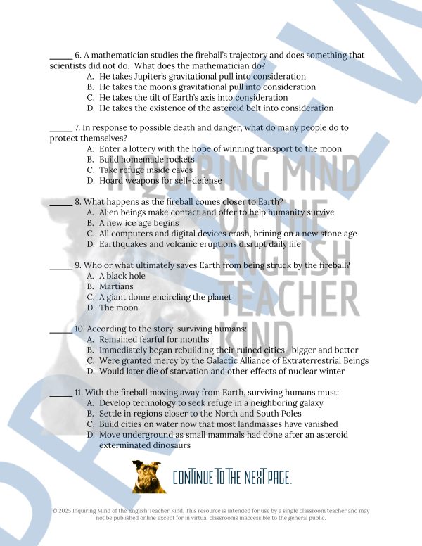 "The Star" by H. G. Wells Quiz and Answer Key | Sci-fi Short Story ...
