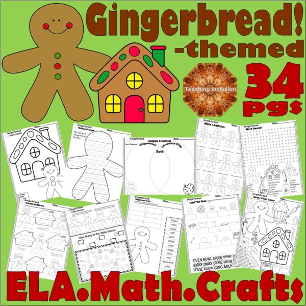 Gingerbread Man Themed Activities Crafts Worksheets ELA Math Writing ...
