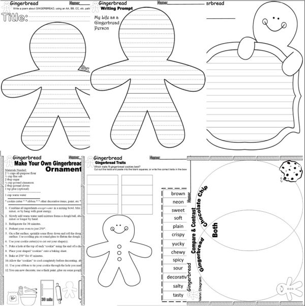 Gingerbread Man Themed Activities Crafts Worksheets ELA Math Writing ...