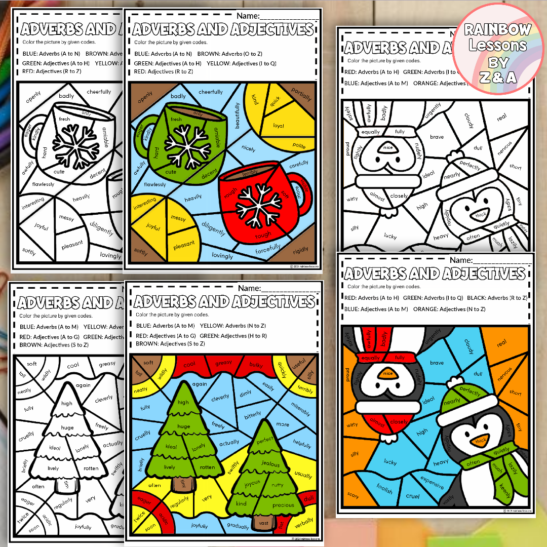 Adjectives and Adverbs Worksheets | Winter Coloring Pages | Winter ...