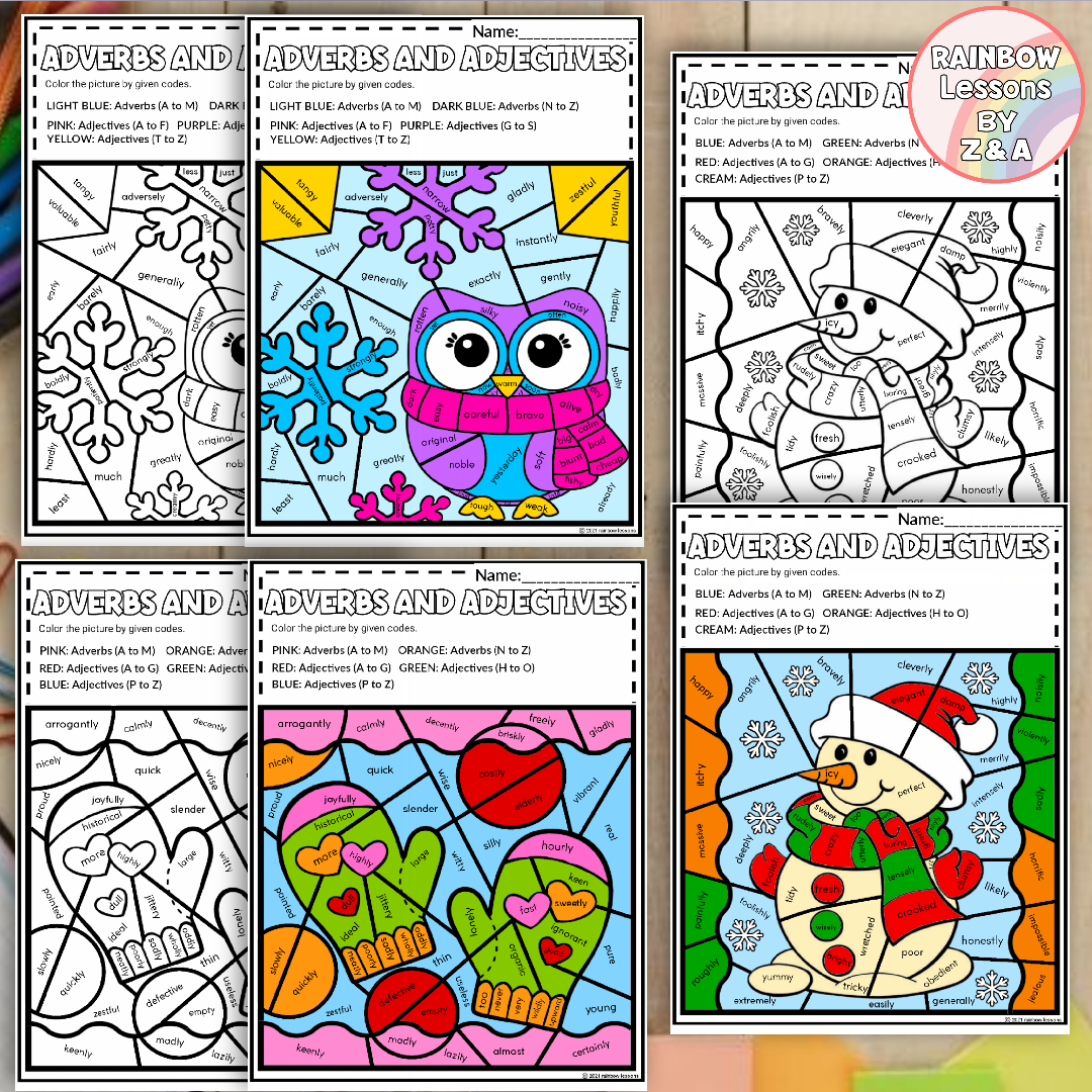 Adjectives and Adverbs Worksheets | Winter Coloring Pages | Winter ...