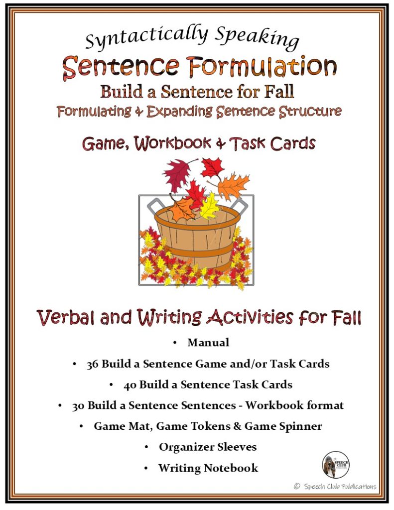 Sentence Formulation - Build Write Expand Fall Sentence Structures ...