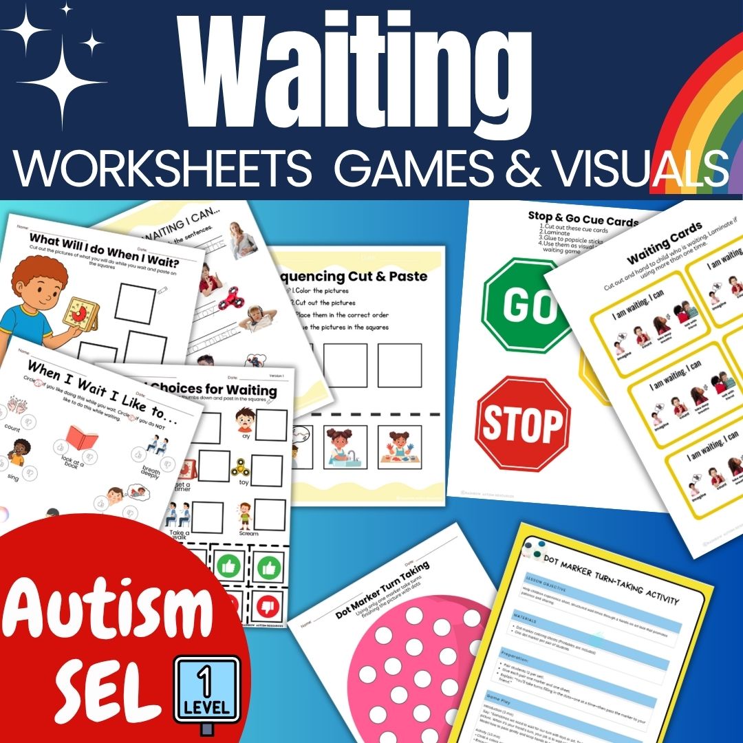 Waiting Skills Worksheets & Hands on Activities Autism Preschool Social ...