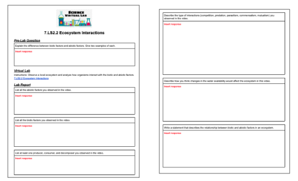 7.LS2.2 Ecosystem Interactions Video Activity - Made By Teachers