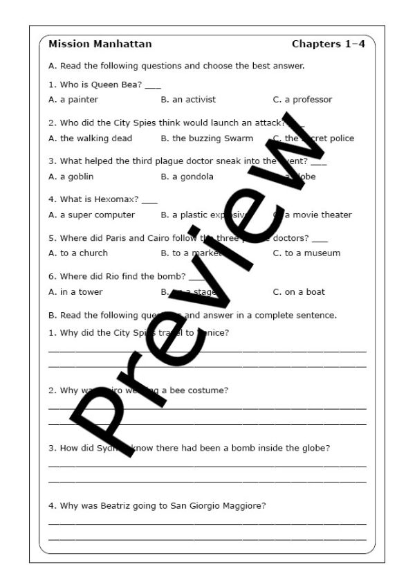 James Ponti "Mission Manhattan" (City Spies #5) worksheets | Made By ...