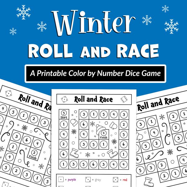 Winter Roll and Race Dice Game | Color by Number Math Game | Roll and ...