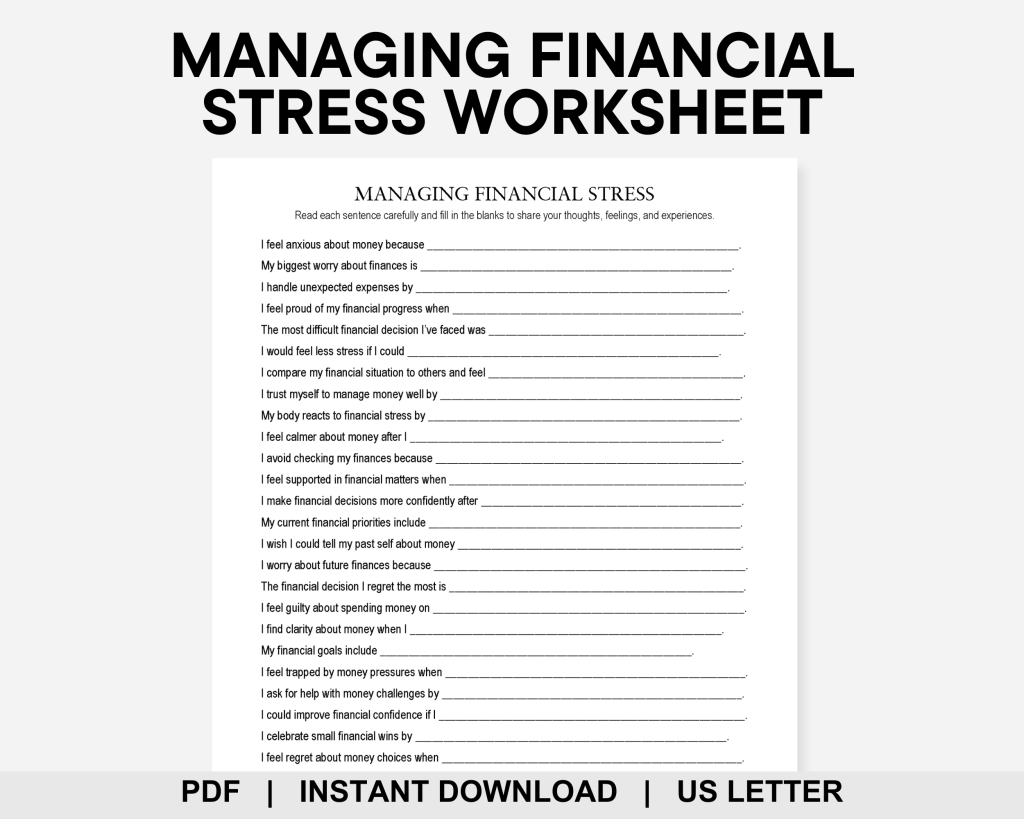Managing Financial Stress Worksheet, Financial Anxiety, Financial Audit ...