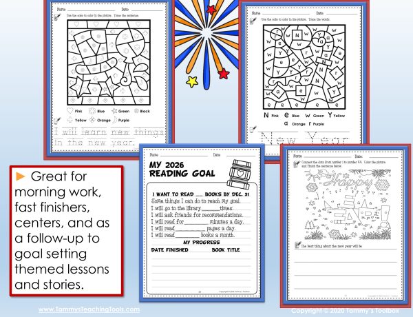 New Year 2026 Goal-Setting, Writing & Coloring Pages for Grades K-5 ...