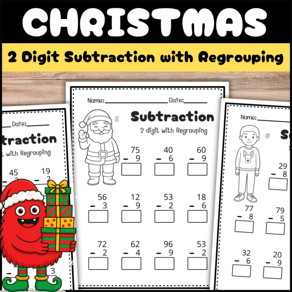 December Math Worksheets | 2-Digit Subtraction with Regrouping ...