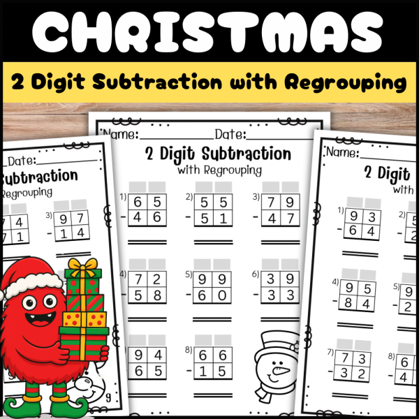 December Math Worksheets | 2-Digit Subtraction with Regrouping ...
