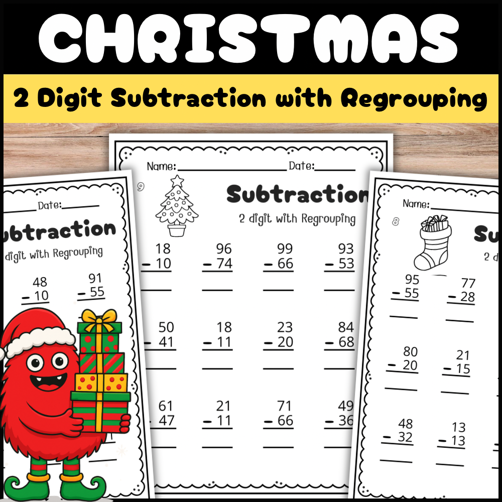 December Math Worksheets | 2-Digit Subtraction with Regrouping ...