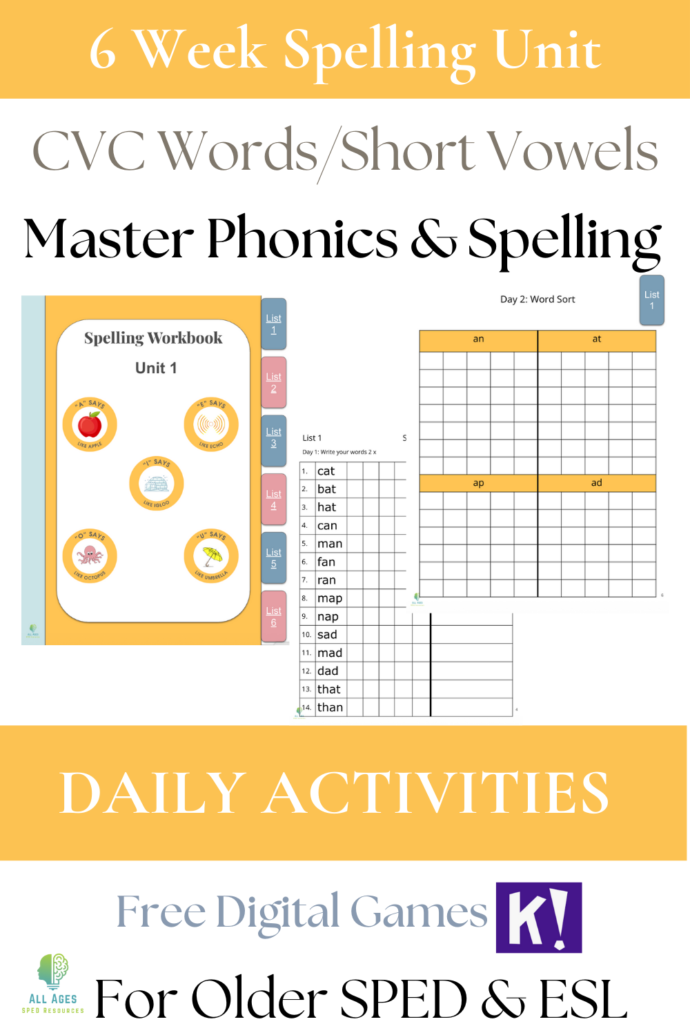 6-Week CVC Unit | Daily Phonics & Spelling | Bilingual Parent Letters ...