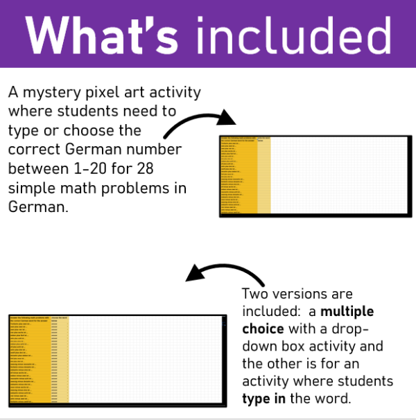 German Numbers 1-20 Mystery Picture Digital Art Activity No Prep Self ...