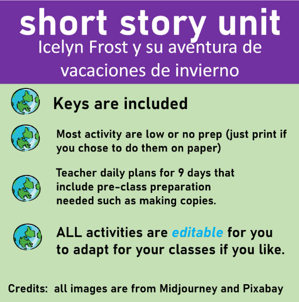 Spanish 2 / 3 After Winter Break Reading Short Story + Activities Unit ...