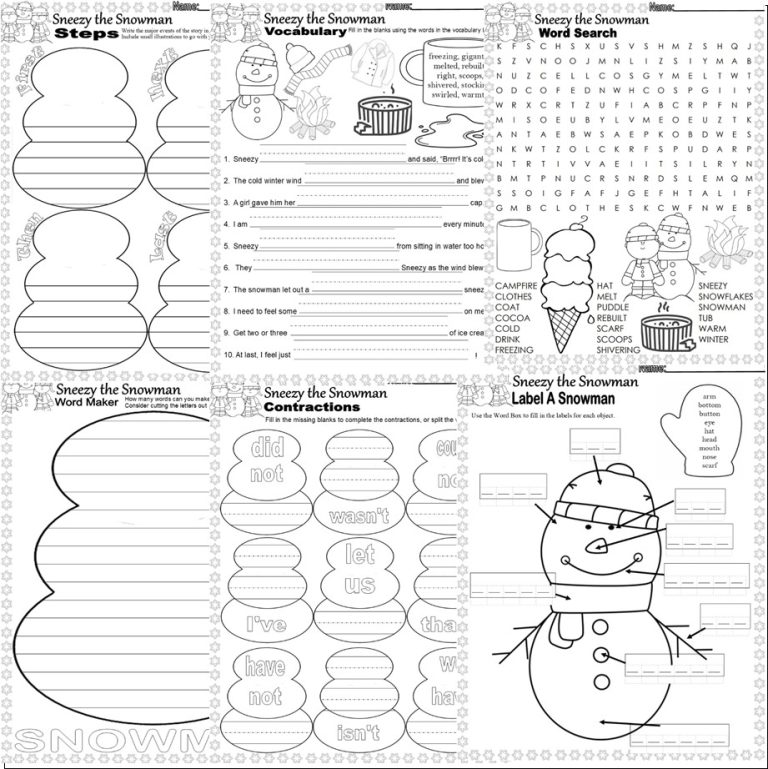 Sneezy the Snowman Winter Read Aloud Book Companion Reading ...