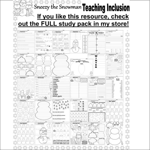 Sneezy the Snowman Winter Reading Quiz Tests Story Sequencing - Made By ...