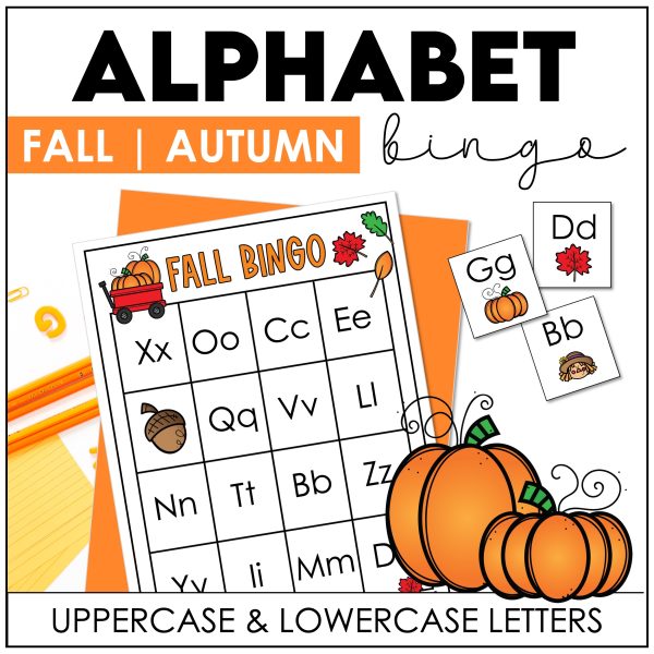 Fall / Autumn Alphabet Bingo Game with Uppercase & Lowercase Letters ...