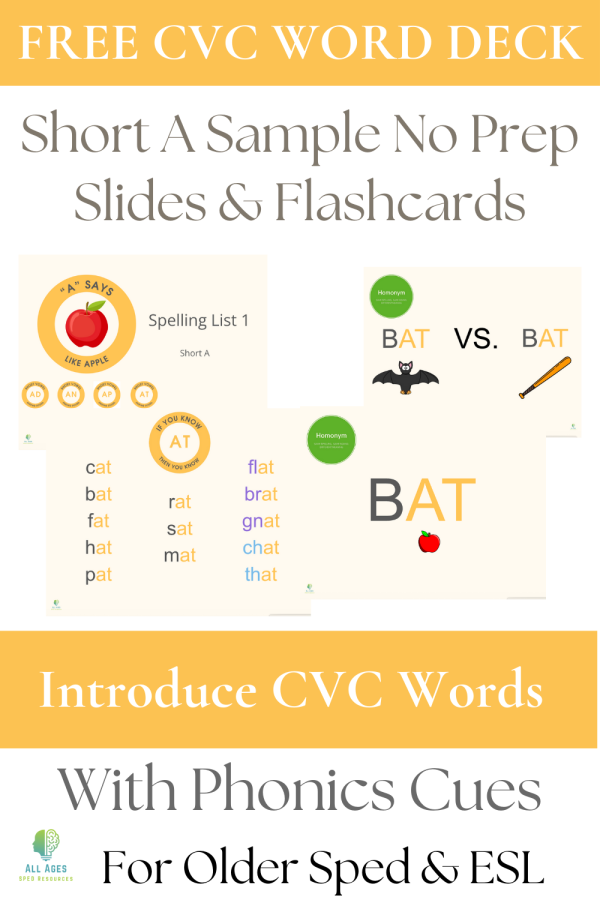 FREE CVC Word Deck Sample | Phonics Introduction for Spelling Units ...